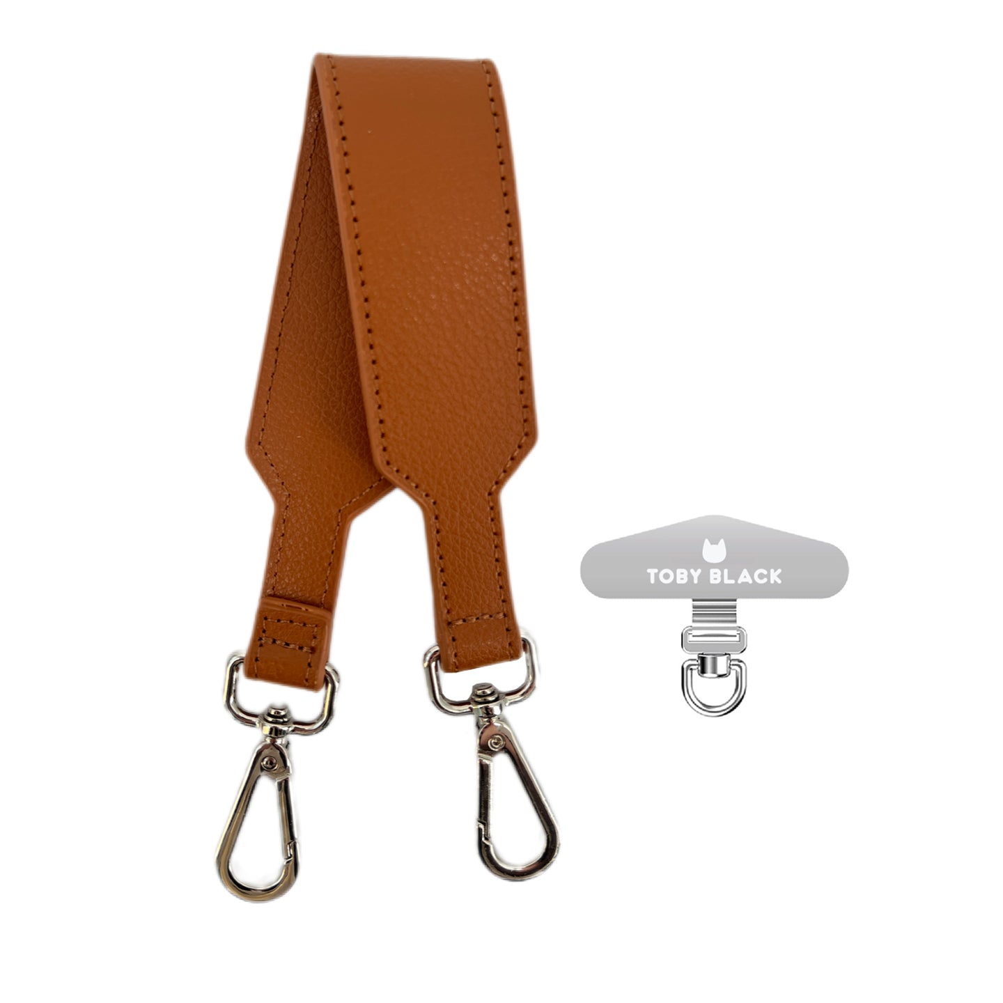 Brown Leather Bag Strap/Wrist Strap with Phone Strap Adapter – Toby Black